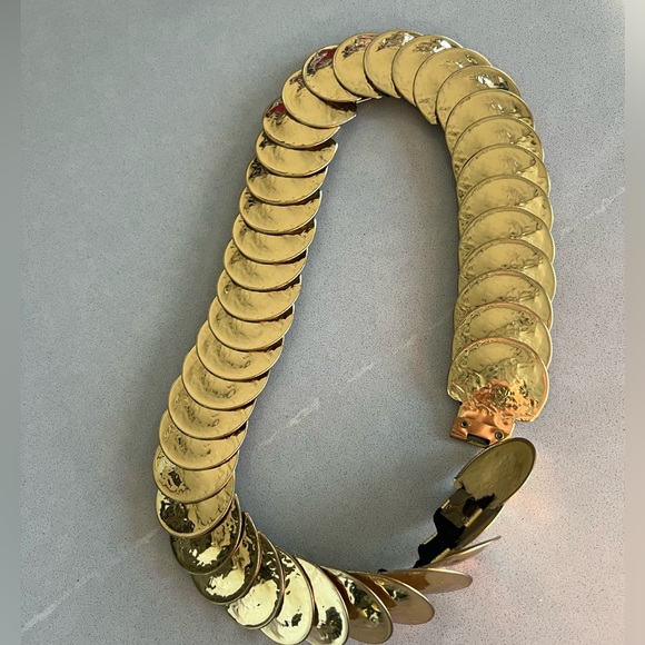 Accessories | Vintage 8s 90s Gold Metal Disc Elastic Belt One Size ...